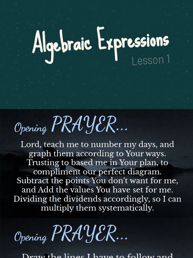 Algebraic Expressions: Lesson 1 | PDF | Numbers | Variable (Mathematics)