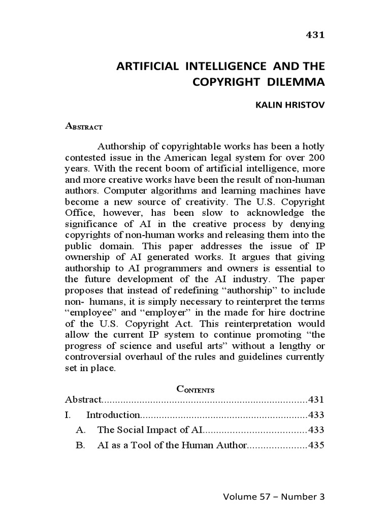 AI and The Copyright Dilemma | PDF | Artificial Intelligence ...