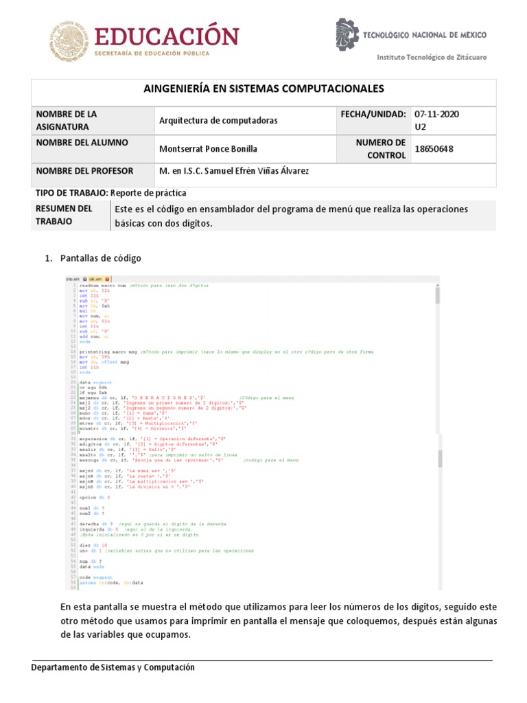 Reporte de Practica de Programas | PDF | Sustracción | Programa de computadora