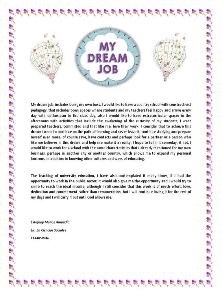 Dream Job: Country School Vision | PDF