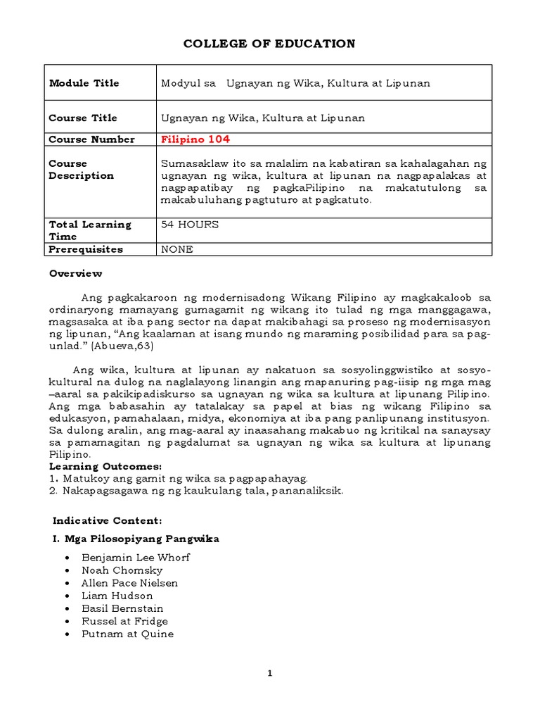 Ugnayan NG Wika, Kultura at Lipunan | PDF