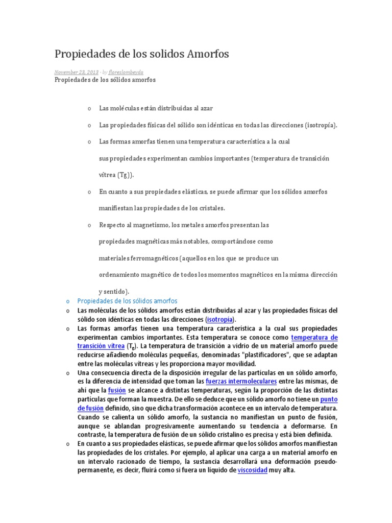 Propiedades de Los Solidos | PDF | Sólido amorfo | Sustancias químicas