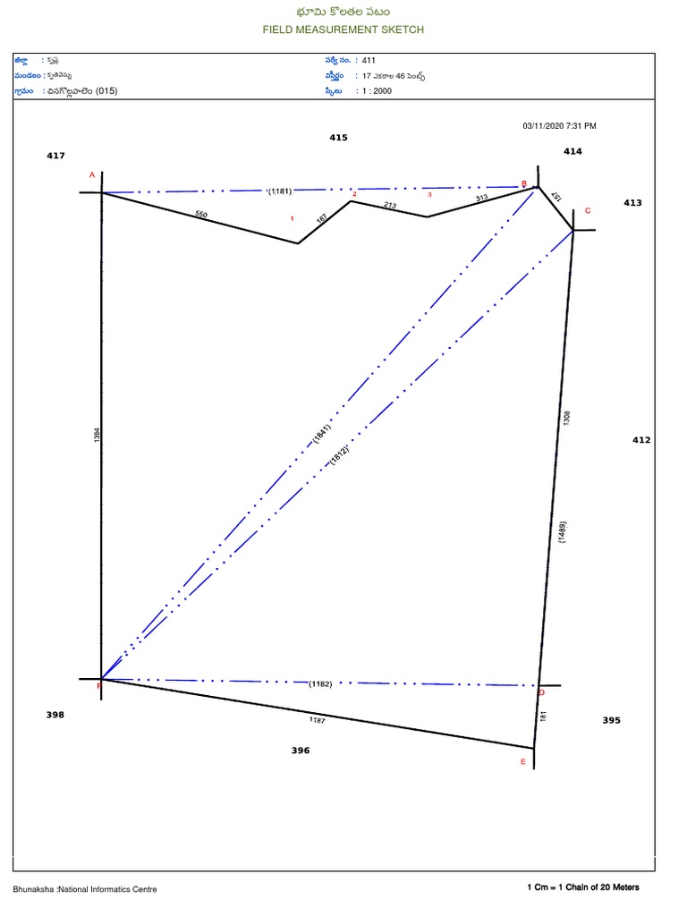 Field Measurement Sketch: 1 CM 1 Chain of 20 Meters | PDF
