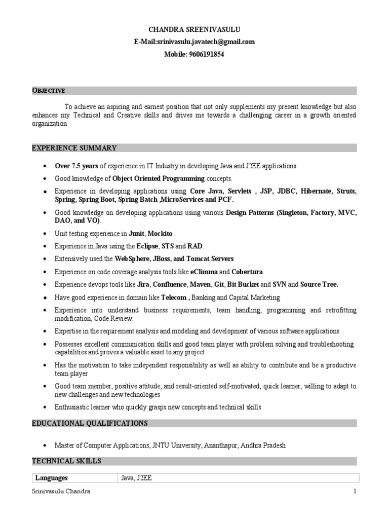 Chandra Sreenivasulu Mobile: 9606191854: Bjective | PDF | Java Platform | Java Server Pages