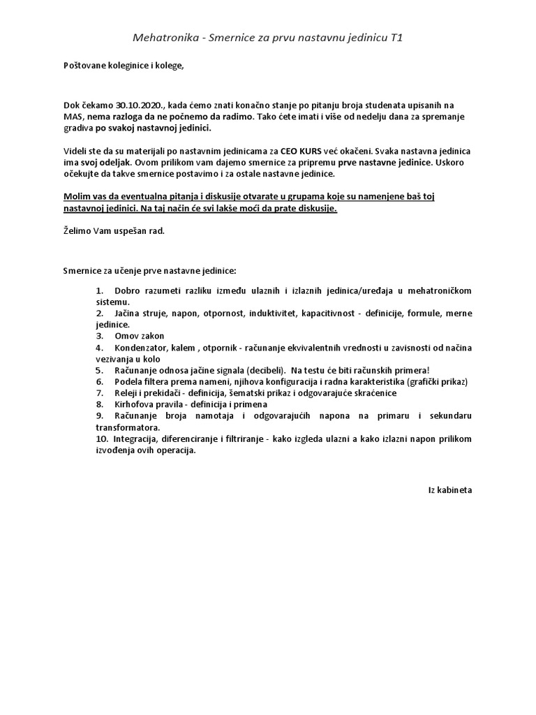 Smernice Za T1 | PDF