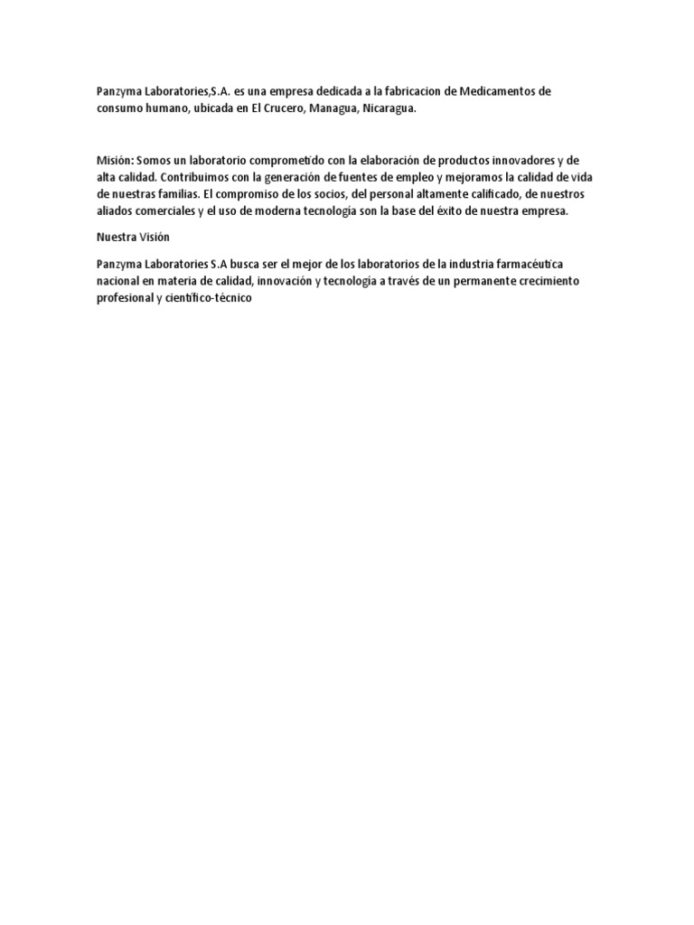 Panzyma Laboratories: Innovación y Calidad | PDF