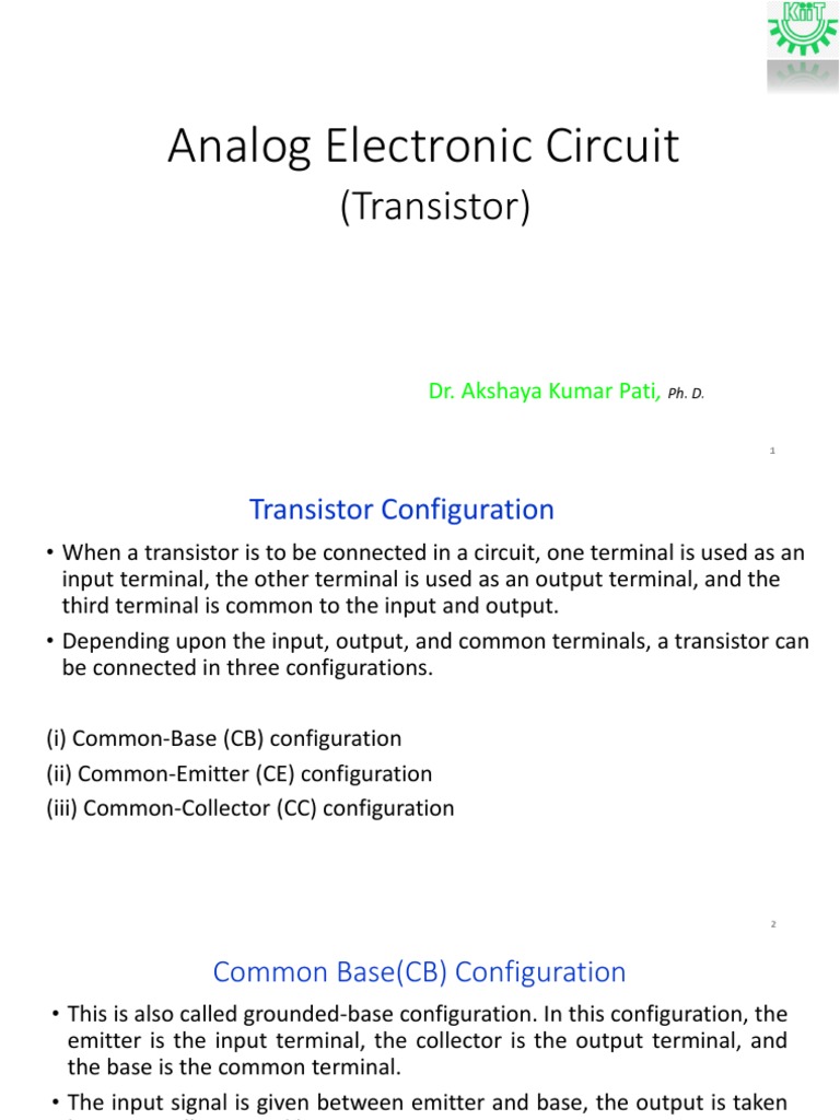 Common Base Configuration | PDF | Analog Circuits | Bipolar Junction ...