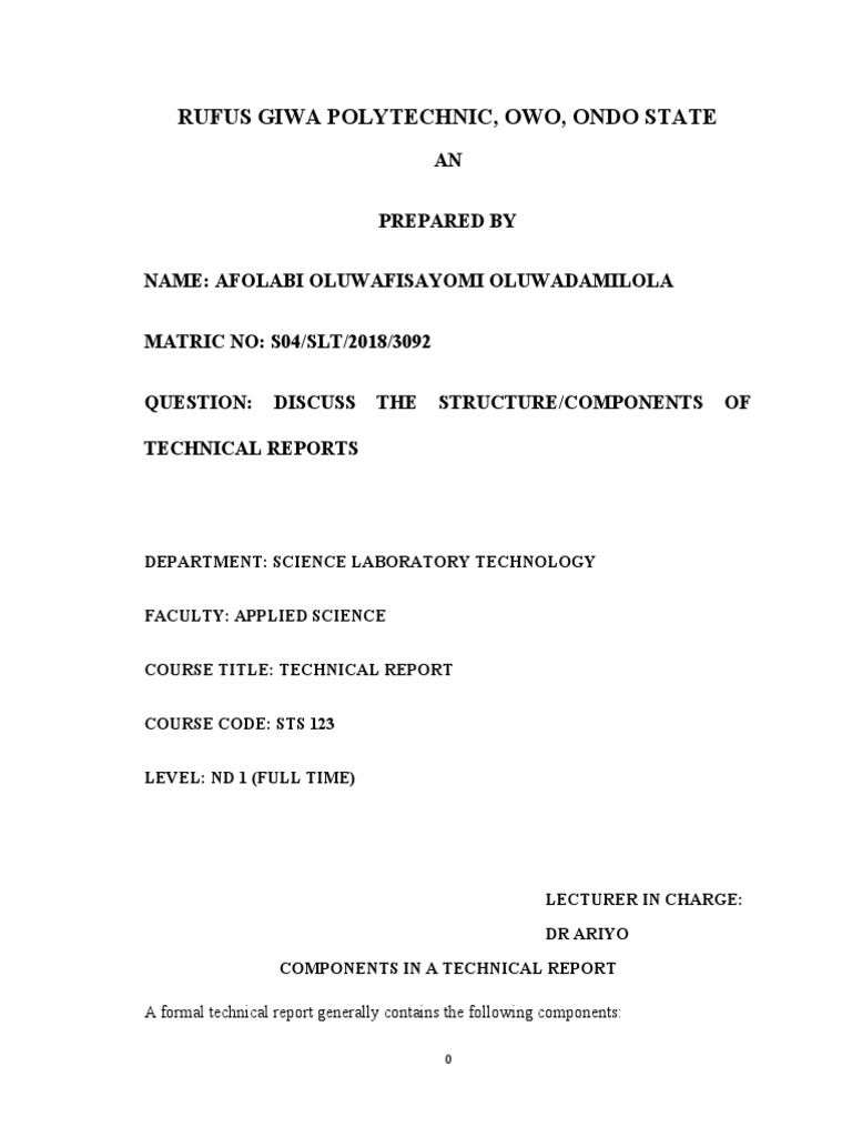 Rufus Giwa Polytechnic, Owo, Ondo State | PDF | Table Of Contents | Thesis