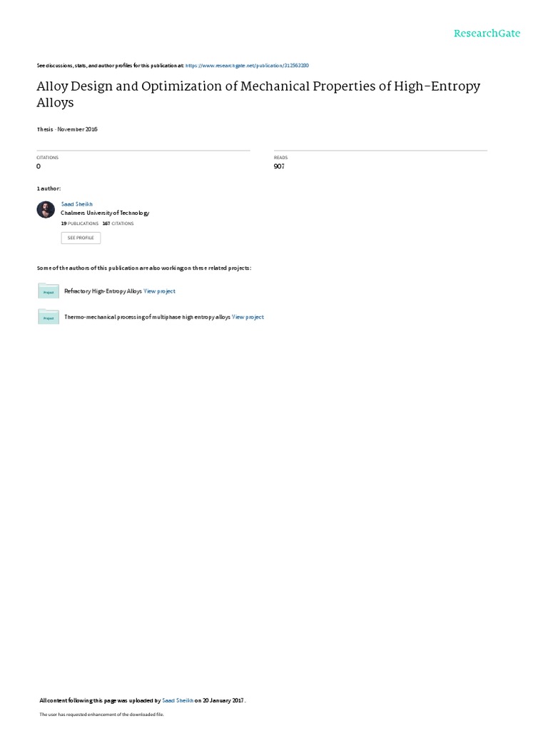 Alloy Design and Optimization of Mechanical Properties of High Entropy ...