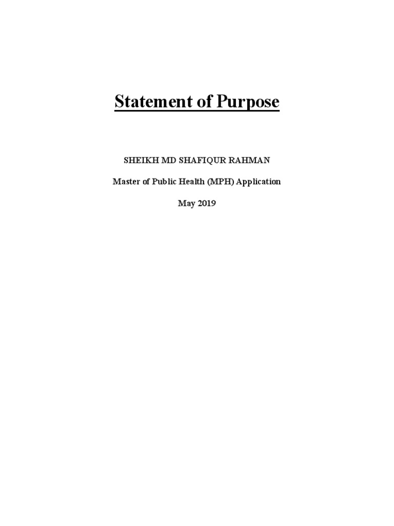 Statement of Purpose (MPH) May 2019 | PDF | Health Care | Physical Therapy