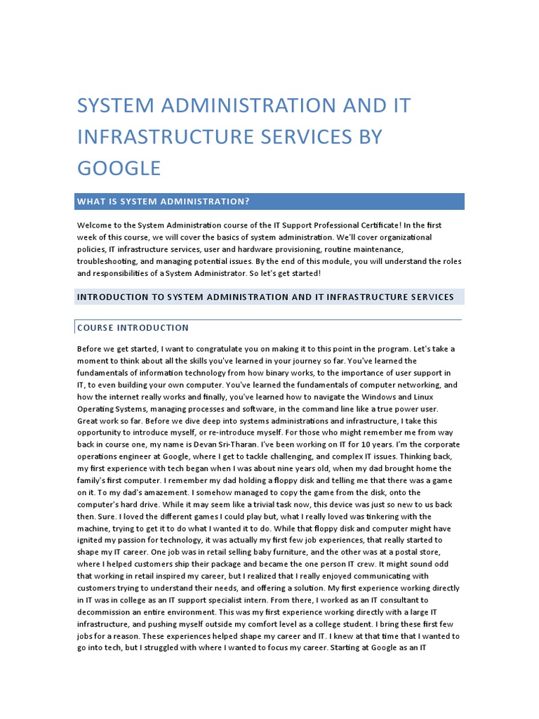 An Introduction to System Administration and IT Infrastructure Services ...