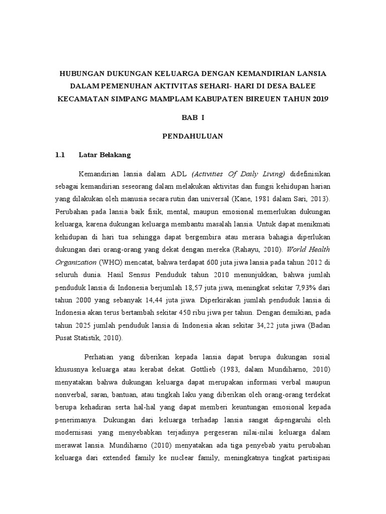 Dukungan Keluarga dan Kemandirian Lansia | PDF