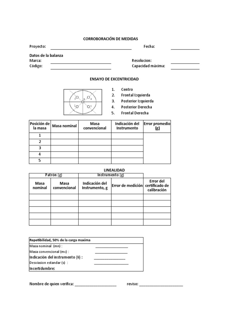 Formato de Verificación de Balanzas | PDF | Calibración | Medición