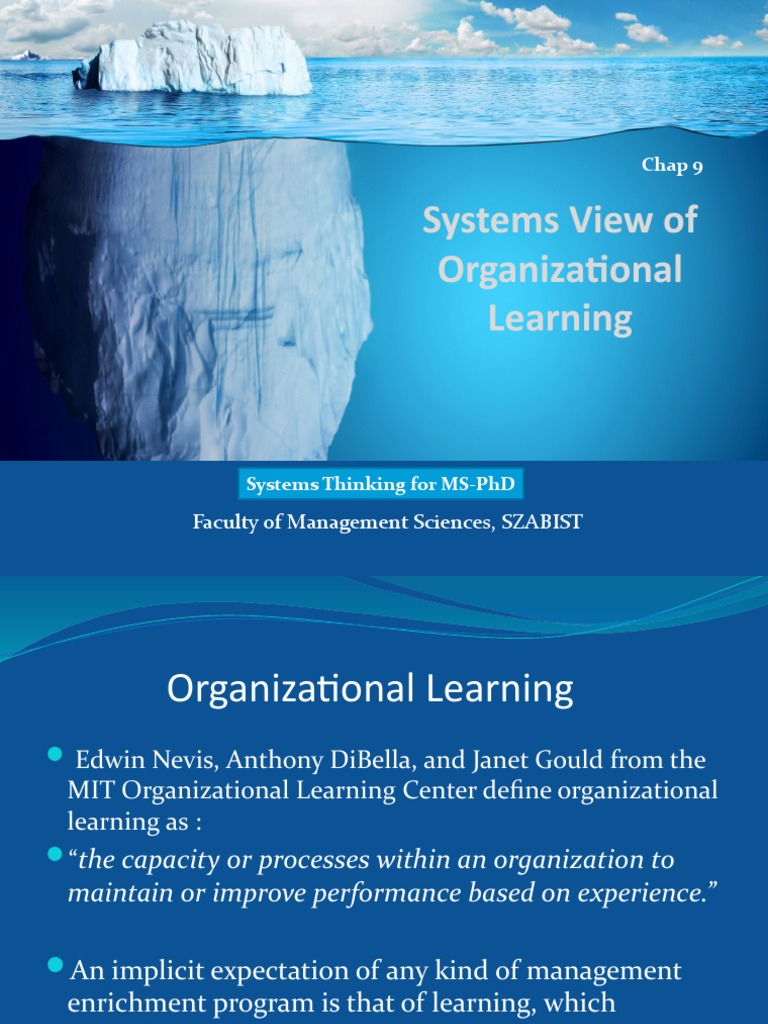 Systems View of Organizational Learning: Chap 9 | PDF | Leadership | System