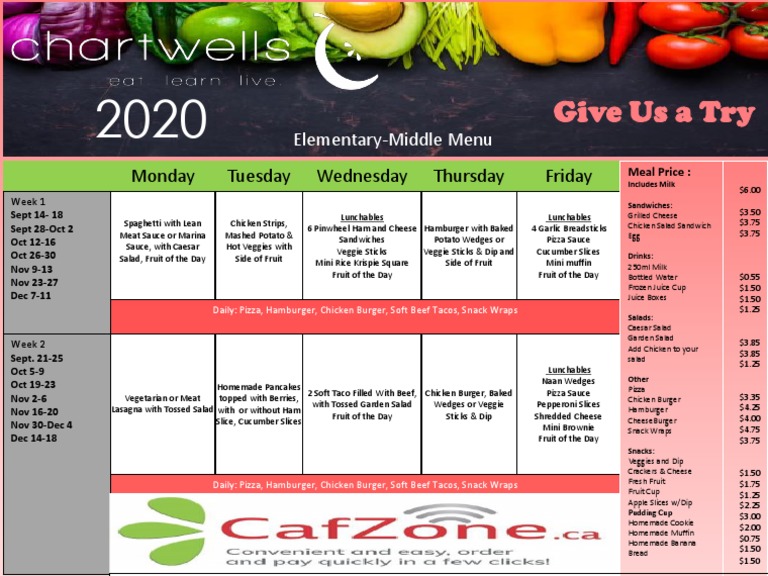 Cafeteria Menu 2020-2021 | PDF | Hamburgers | Salad
