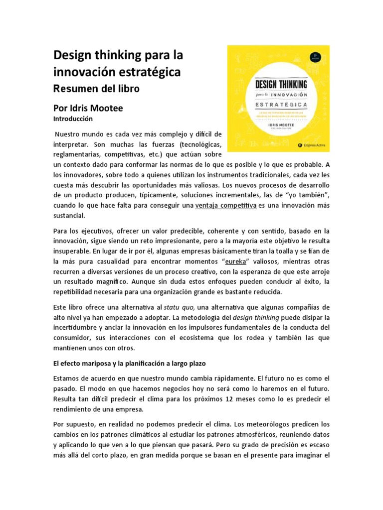 Design Thinking para La Innovación Estratégica | PDF | Teoría del caos | Diseño