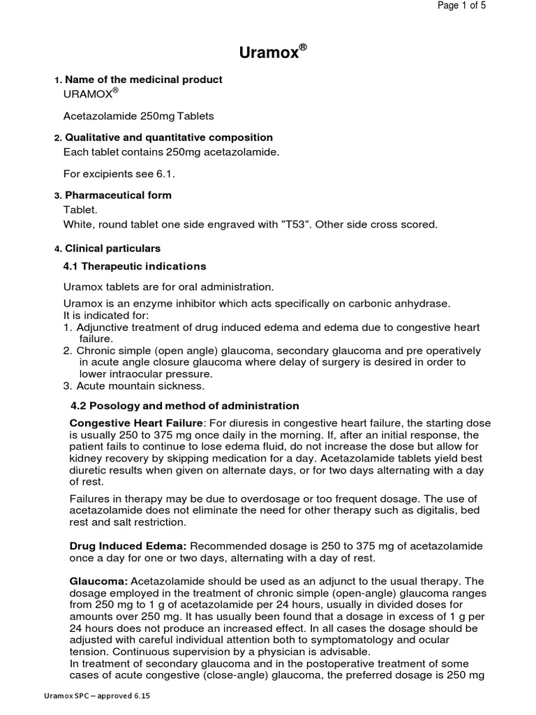 Acetazolamide (Uramox) | PDF