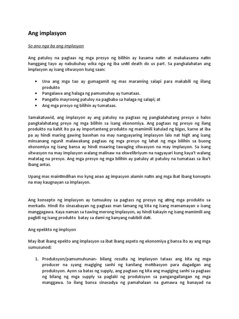 Ang Implasyon | PDF
