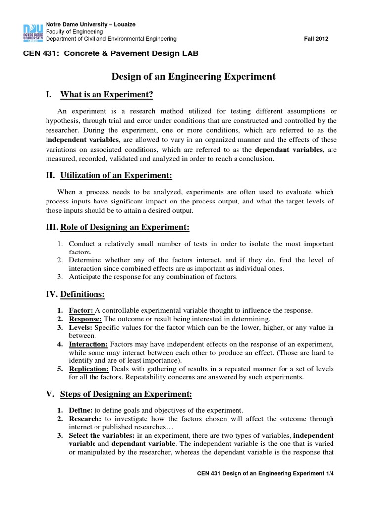 Design of An Engineering Experiment Course Document | PDF | Experiment ...