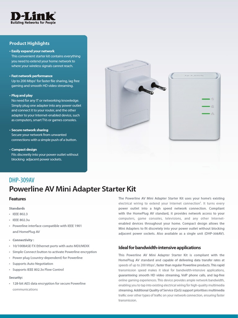 Powerline AV Mini Adapter Starter Kit | PDF | Computer Network ...