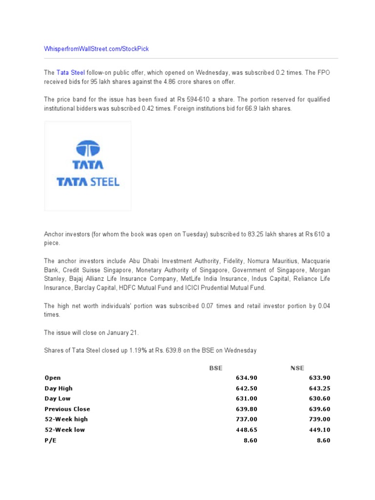 Tata Steel | PDF