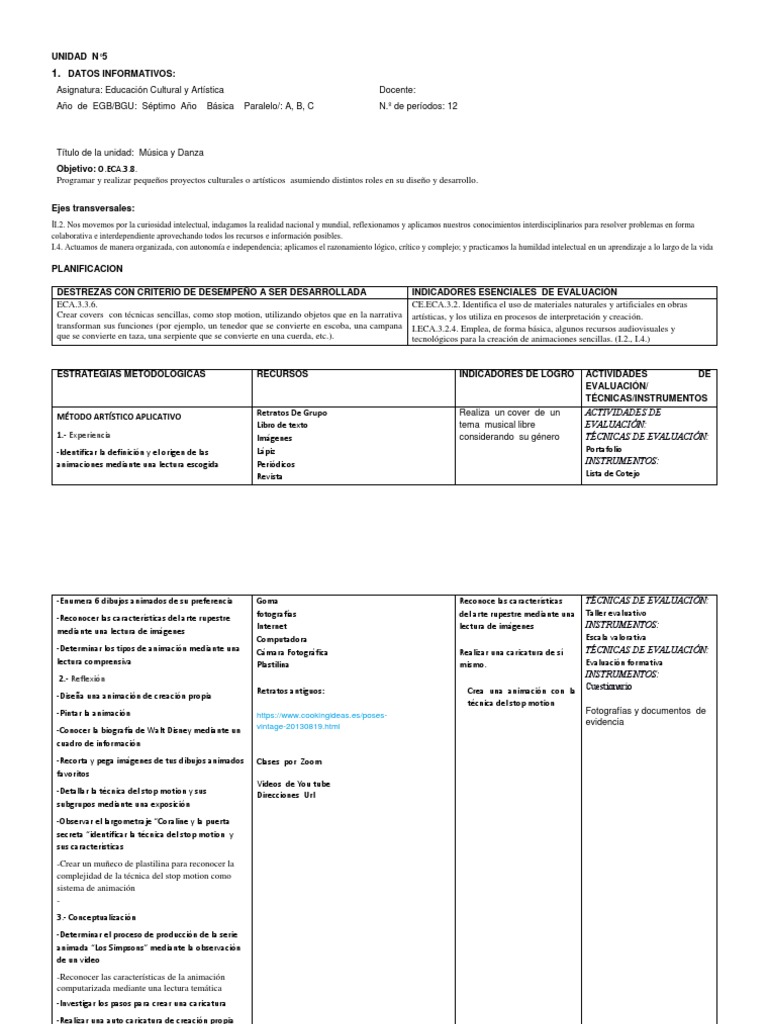 PUD 6 7mo ECA | PDF | Animación | Evaluación
