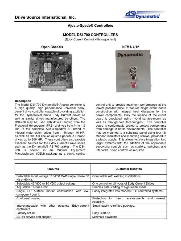 DSI 700 Control Spec PDF | PDF | Torque | Horsepower