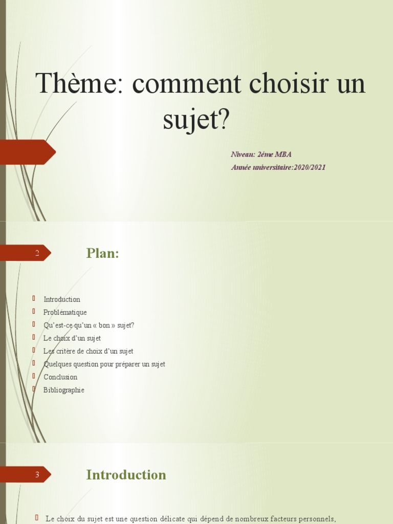Comment Choisir Un Sujet | PDF | Science | Science et technologie