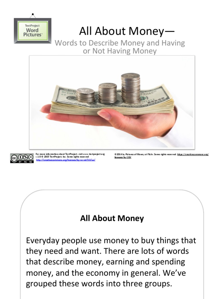 All About Money-: Words To Describe Money and Having or Not Having ...
