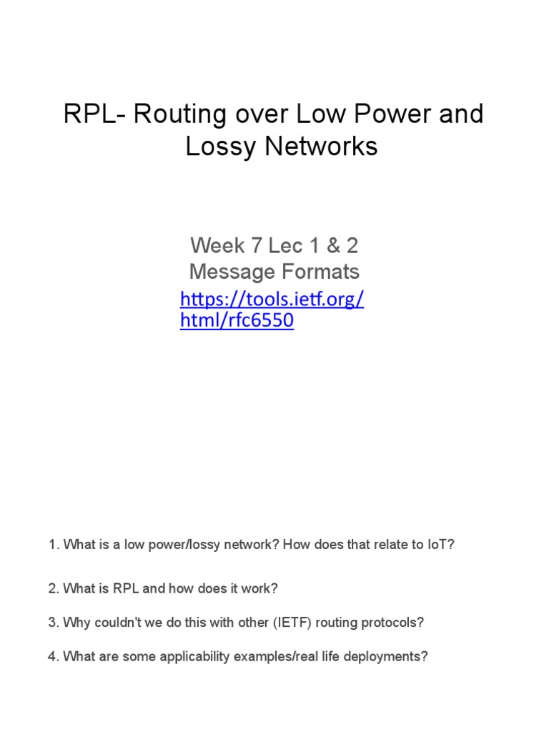 Week 7-Lec1-RPL Message Formats | PDF | Computer Network | Routing