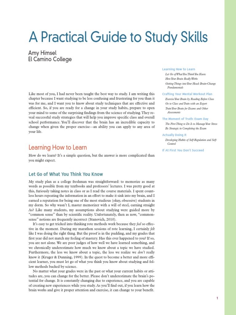 A Practical Guide To Study Skills | PDF | Study Skills | Memory