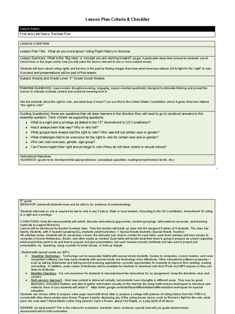 Lesson Plan 5 Social Studies | Download Free PDF | Special Education ...