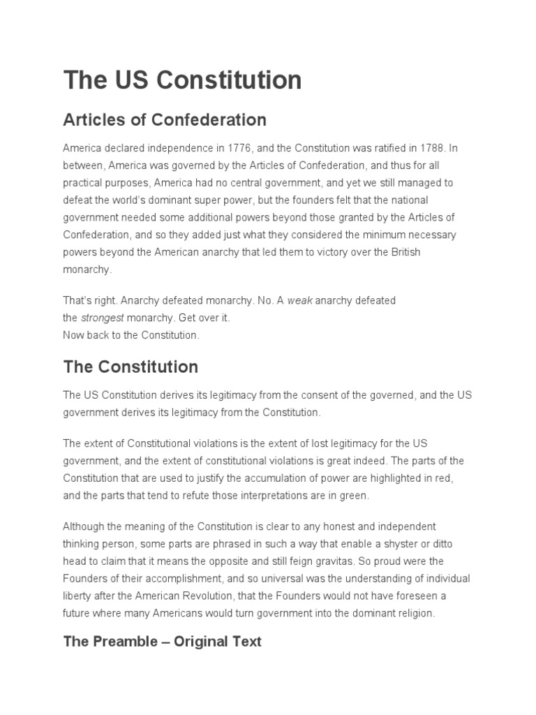 The US Constitution | PDF | Article One Of The United States ...