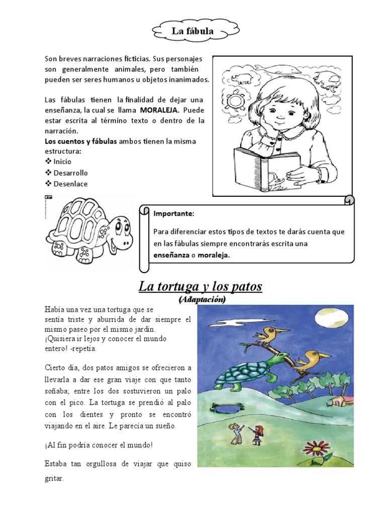 La Fábula Ficha Pdf Fábula Narrativa