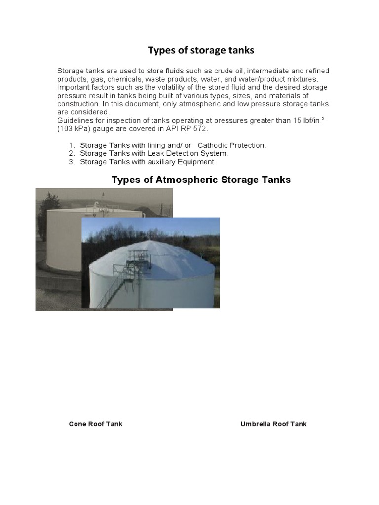 Types of Atmospheric Storage Tanks | PDF