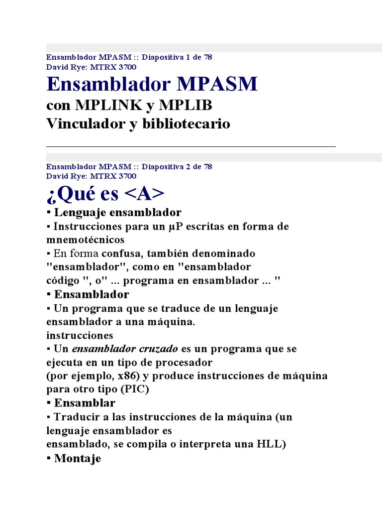Mpasm Tutorial | PDF | Lenguaje ensamblador | Programa de computadora