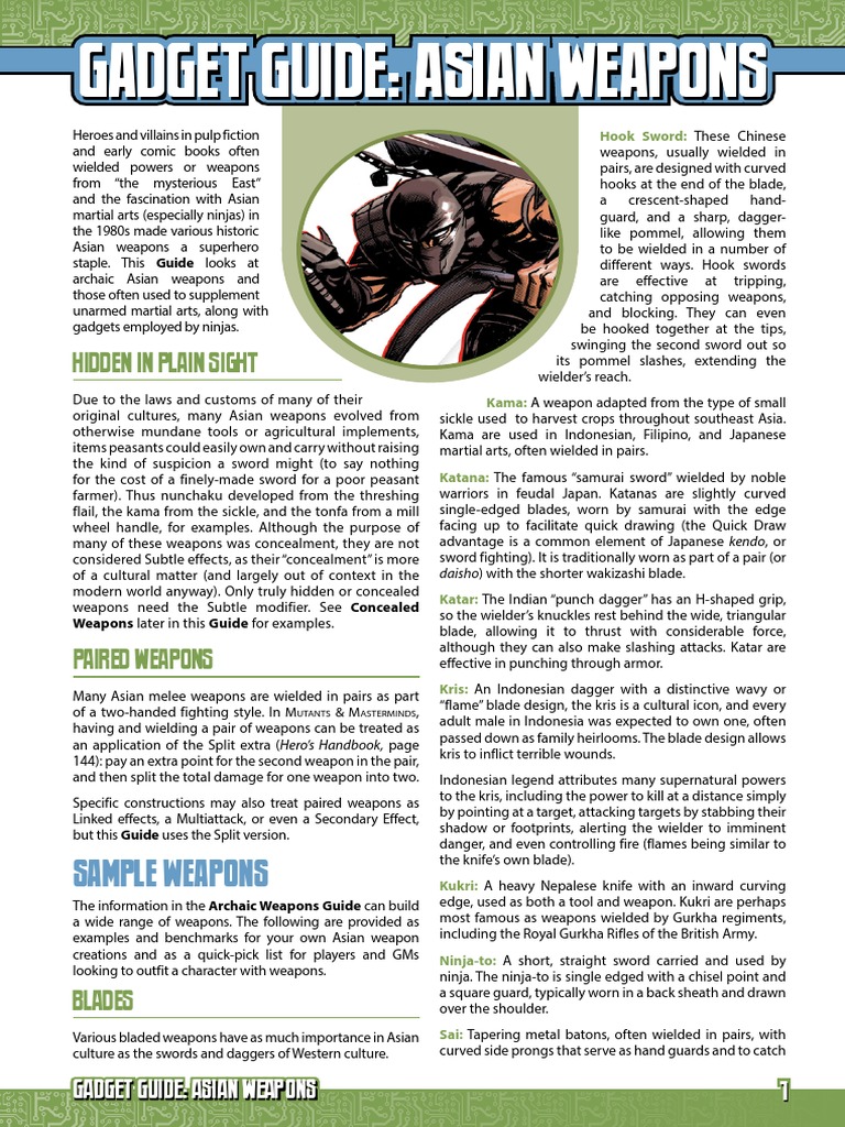 Mutants & Masterminds 3e - Gadget Guide - Asian Weapons PDF | PDF | Copyright | License