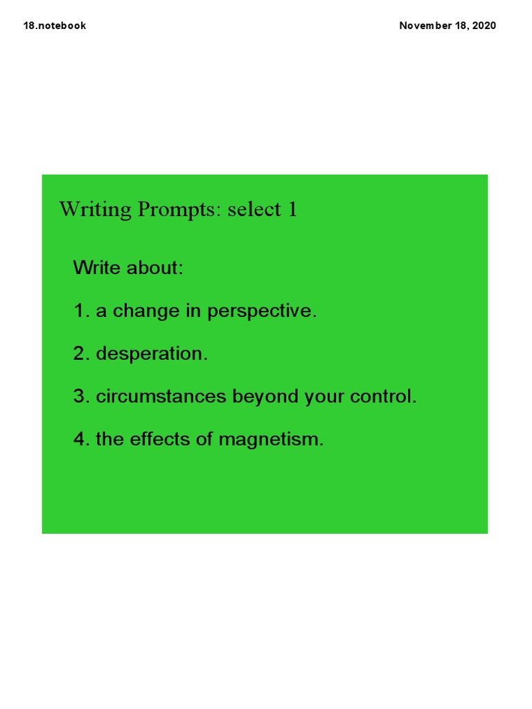 Writing Prompts: Select 1 | PDF