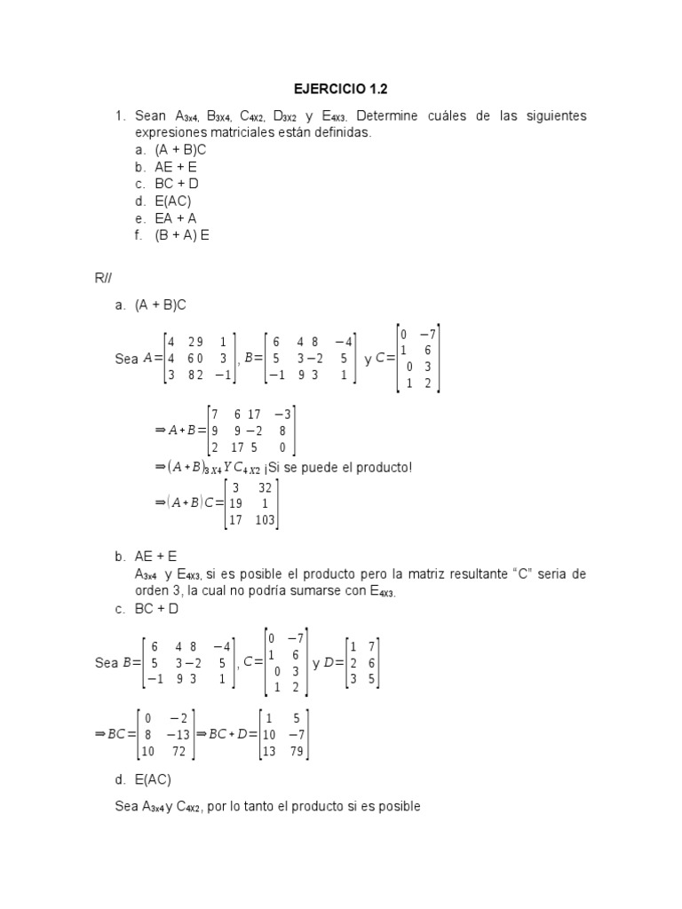 Ejercicio 1.2 | PDF | Matriz (Matemáticas) | Análisis funcional