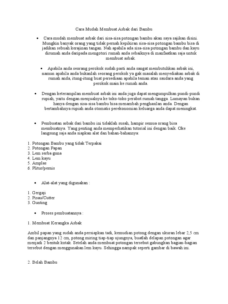 Cara Mudah Membuat Asbak Dari Bambu | PDF | Griya & Taman | Seni