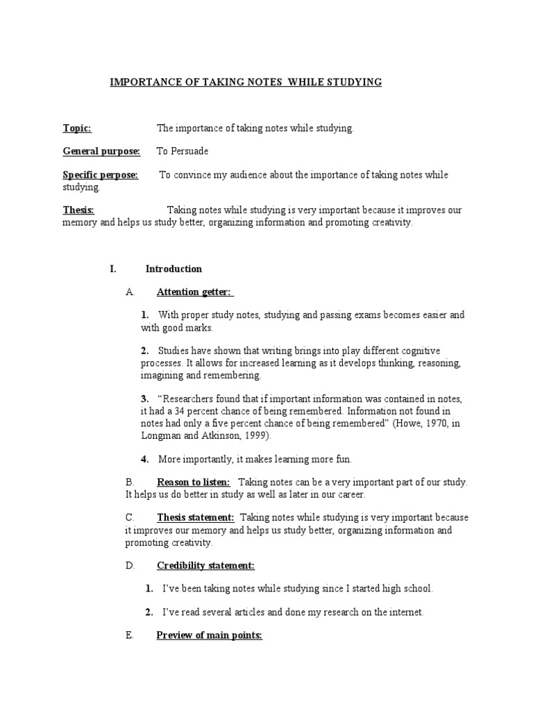 Importance of Note Taking in Studies | PDF | Memory | Creativity