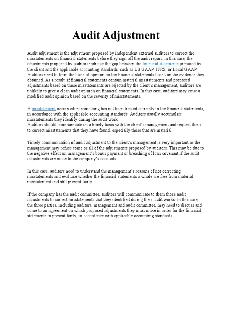 Audit Adjustment: Financial Statements | PDF | Finance & Money Management