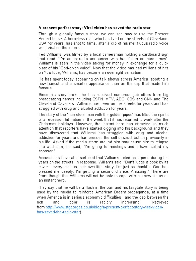 A Present Perfect Story: Viral Video Has Saved The Radio Star | PDF ...