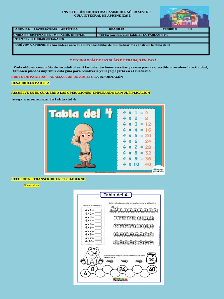 Actividades para Tablas del 4 y 5 | PDF