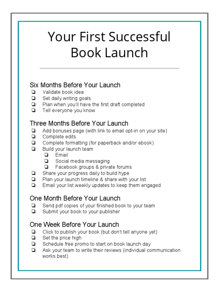 Your First Successful Book Launch Checklist PDF | PDF | Social Science