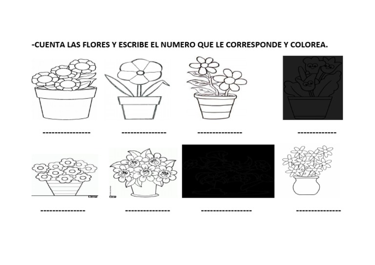 Cuenta Las Flores y Escribe El Numero Que Le Corresponde y Colorea | PDF