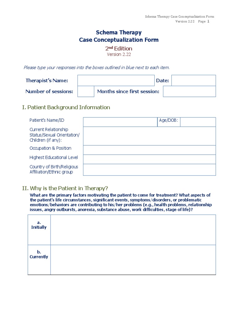 Case Conceptualization PDF | PDF | Schema (Psychology) | Psychotherapy