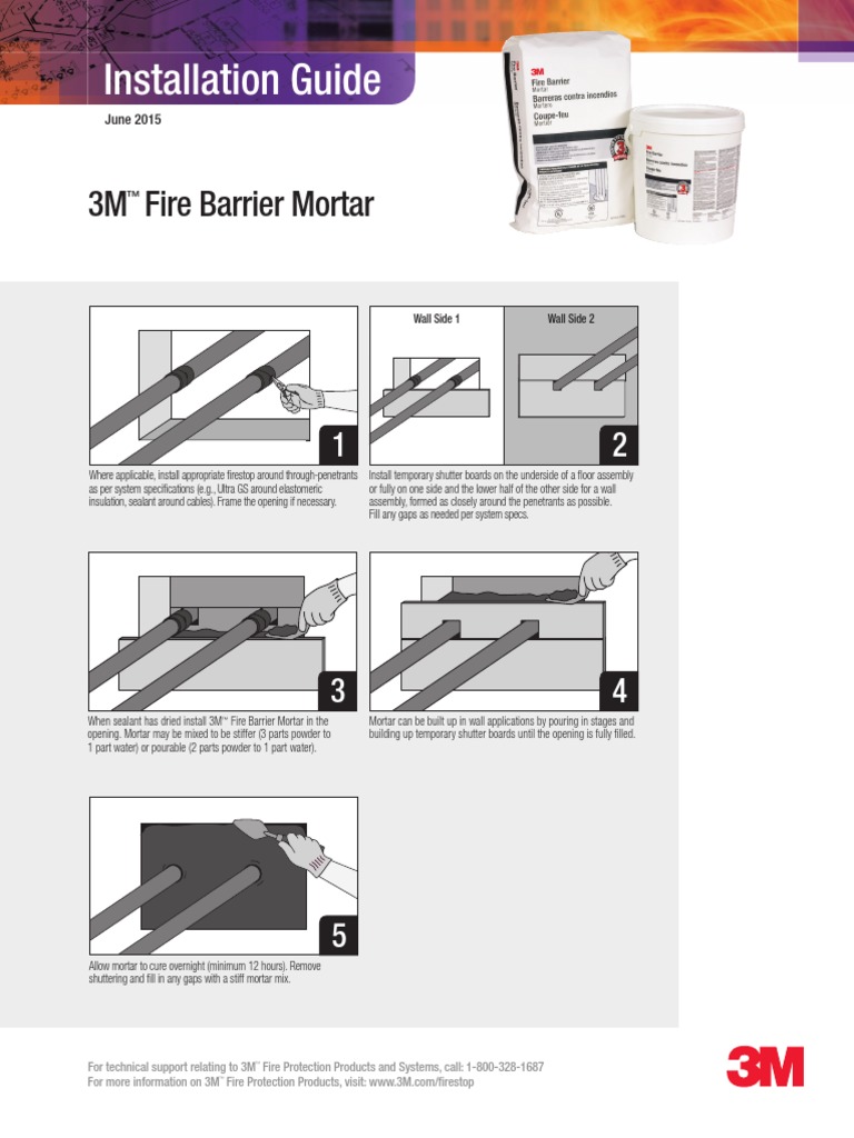 Installation Guide: 3M Fire Barrier Mortar | PDF | Mortar (Masonry ...