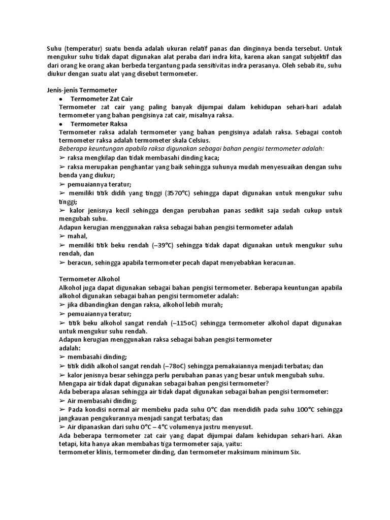 Jenis-Jenis Termometer: Beberapa Keuntungan Apabila Raksa Digunakan ...