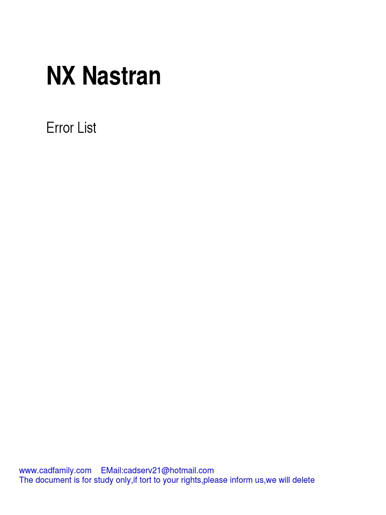 NX Nastran Error List | PDF | Parameter (Computer Programming) | Subroutine